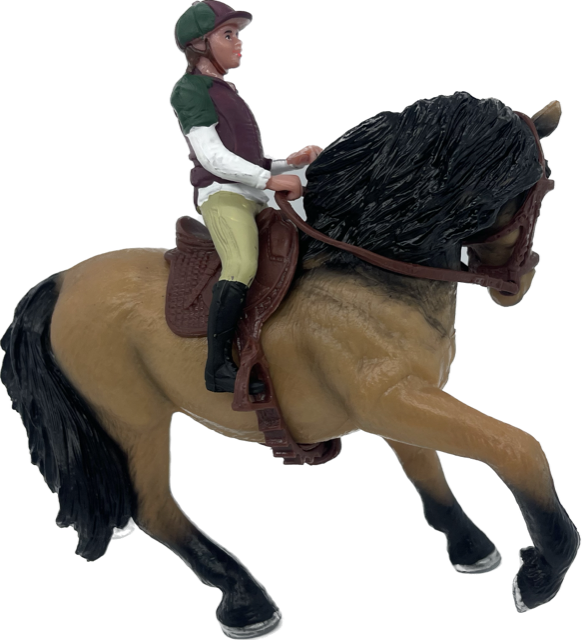 Horses - Creamy Horse with Rider - Country Toys – Country Toys Australia
