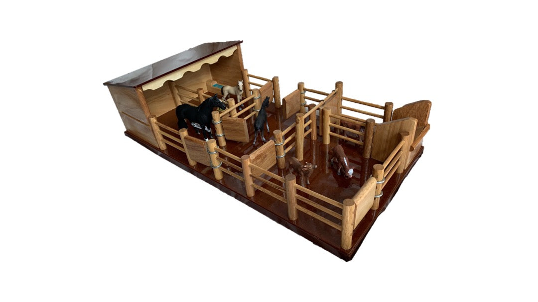 ST5 - Two Horse Stable with Yard - Handmade Wooden Toy – Country Toys ...